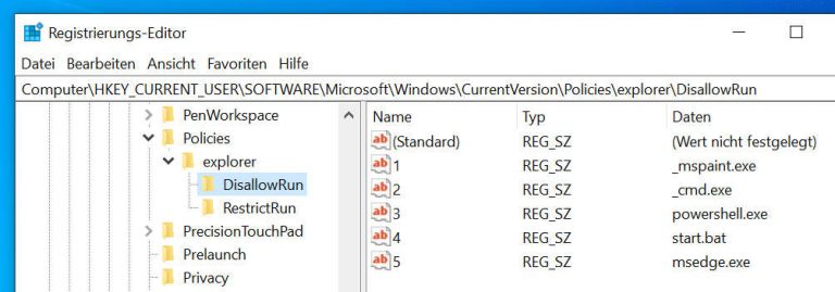 Windows 10 – Starten von Programmen und Apps blockieren – DisallowRun ...