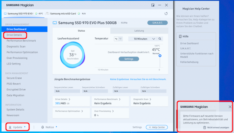 Samsung SSD Firmware Update mit Magician – Tuhl Teim DE